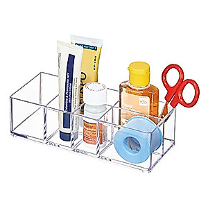 iDesign 1547 Med+ Bathroom Vanity Divided Organizer, Medication and Bathroom Accessory Organization, 7.1" x 3.1" x 5.1", Clear