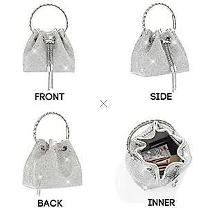 Yokawe Women's Crystals Evening Bag Bling Rhinestone Clutch Purses Silver Shoulder Bag Crossbody Bags Wedding Club Party Prom Handbags