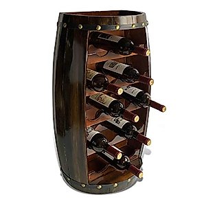 CoTa Global Alexander Wall Mounted Wine Rack - 18 Wine Bottles Freestanding Wooden Barrel Wine Holder, Hanging Bottle Rack or Floor Stand, Rustic Wine Storage Shelf Organizer for Wine Bar & Home Décor