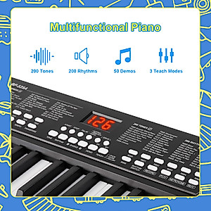 TWFRIC Beginners Piano Keyboard 37 Keys Portable Electronic Keyboard Piano Built-in Rechargeable Battery Kids Piano with Headphone Jack Learning Musical Instruments Gifts for 3 4 5 6 7 Boys Girls