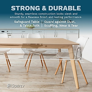 Sorfey Plastic Table cover - Clear Plastic Tablecloth Protector, with Edge, 54-Inch by 54 inch, Square, Waterproof & Oilproof