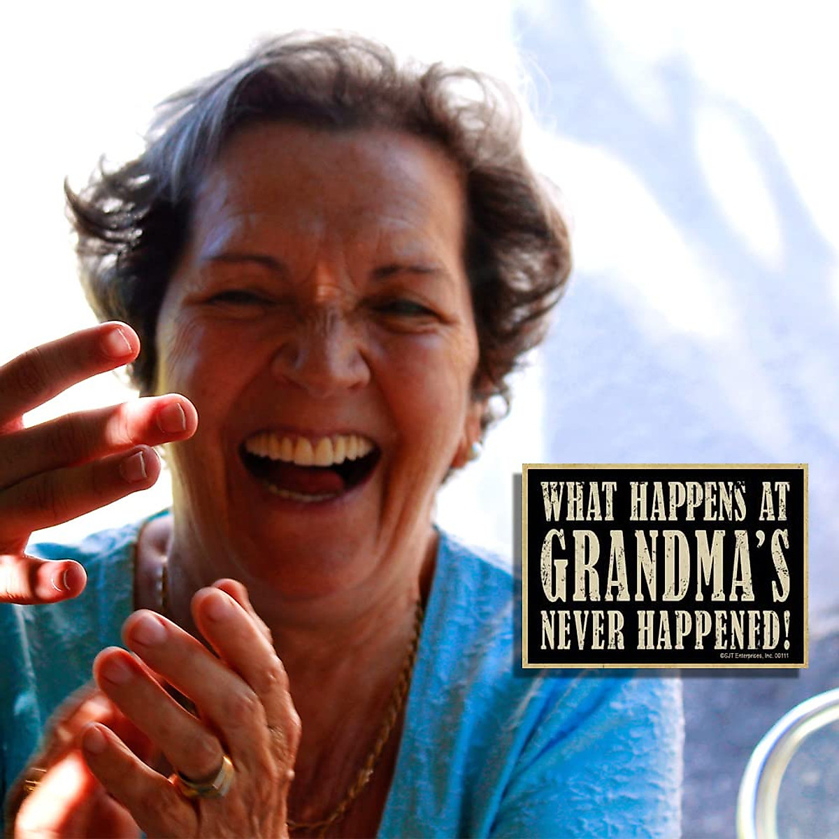 SJT ENTERPRISES, INC. What Happens at Grandma's Never Happened - Wood Fridge Kitchen Magnet - Great for Grandparents - Made in USA - Measures 2.5" x 3.5" (SJT00111)