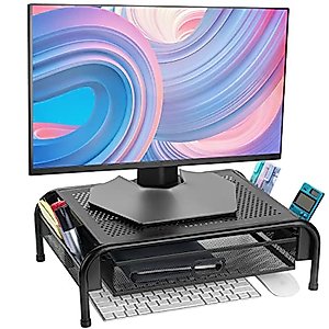 Mr. Pen- Metal Mesh Monitor Stand with Drawer, Computer Monitor Stand for Desk, Computer Stand for Desktop Monitor, Monitor Stand with Storage, Monitor Riser with Storage, Desktop Monitor Stand
