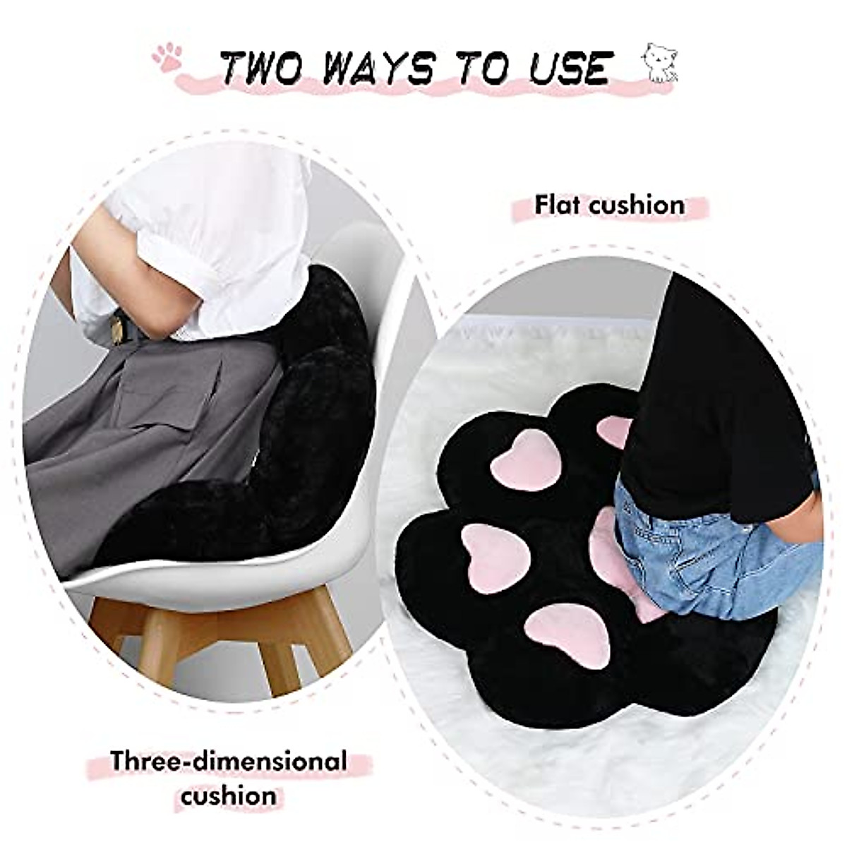 OtNiap Cute cat Paw Plush Pillows, Soft and Comfortable Sofa Cushions/Office Chair Seat Cushion Lazy Sofa Bear Paw Chair Cushion for Chair,Home, Bedroom Shop and Restaurant Decor 24"x 22" (Black)