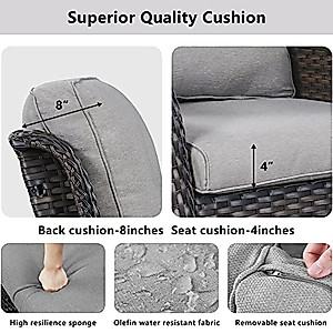 Belord 5 Pieces Patio Furniture Sets Wicker Outdoor Furniture, Rattan Patio Swivel Glider Chairs with 2 Ottoman and Glass Side Table