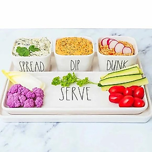 Rae Dunn 5-Piece Stoneware Serving Set for Dip, Spread and Dunk