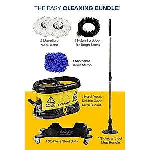 CycloMop® Commercial Spinning Spin Mop with Dolly Wheels - Heavy Duty Design for Years of Use