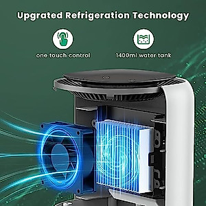 Dehumidifiers for Bathroom - Kitette Electric Dehumidifier for Bathroom with 50OZ Watertank, Quiet Deihumidifier for Bedroom Wardrobe Camper Trailer, 7 Color LED Light, Auto Shut Off
