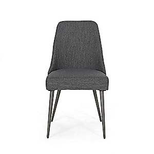 Dawn Modern Fabric Dining Chairs (Set of 2), Charcoal