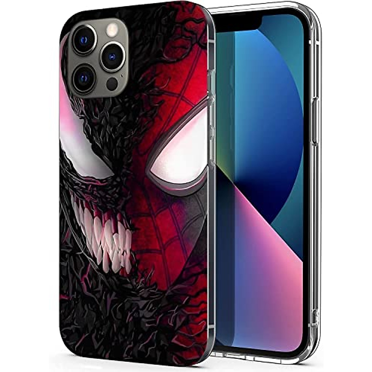 Compatible with iPhone 13 Mini Case Fans Red Man Vs Black Guardian Face Half for Boy Girls Lady Men Soft TPU Shockproof Silicone Phone Protective Case Cover