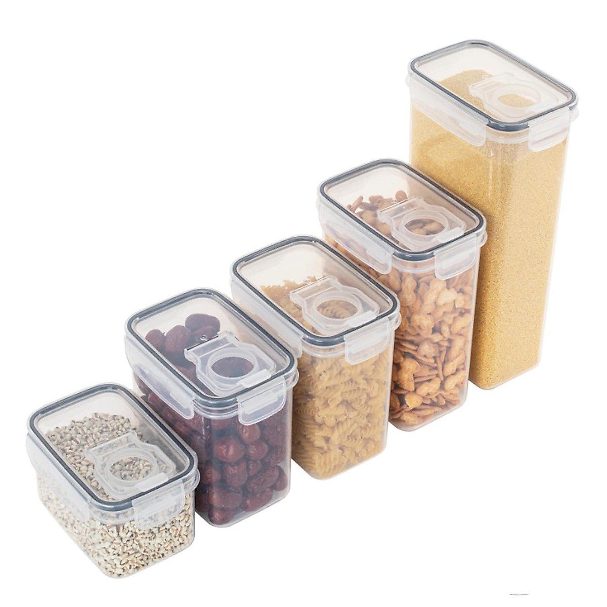 Llazsybz Airtight Clear Storage Containers, Transparent Fresh Keeping Storage Containers with Lids, Pantry Stackable Storage Organizer Keeping Box, 1.6L
