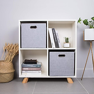 Posprica 3X Thicker Fabric Storage Cubes, 6 Pack 13 inch Collapsible Storage Bins for Organization, Cubby Storage Baskets for Organizing Shelf Cabinet Bookcase Boxes, Sliver Grey