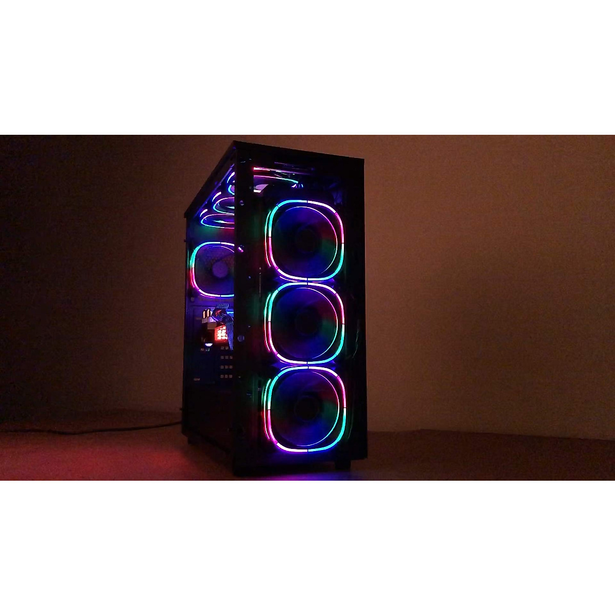 ApexGaming F601 Eye of Lightning MidTower Gaming Case Pre-Installed LED RGB Strip and RGB Cooling Fan/Clear Tempered Glass SidePanel, DuskFilter & Rear Cooling Fan