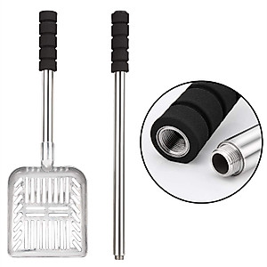 Yangbaga Metal Cat Litter Scoop with Deep Shovel&Long Handle,Detachable Stainless Steel Non-Stick Litter Sifter with Foam Padded Grip, No Bending Back Heavy Duty Cat Litter Scooper