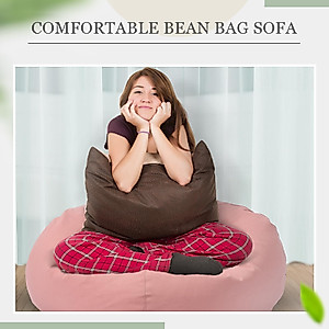 Sliner 2 Pcs Stuffed Animal Storage Bean Bag Chair Cover for Kids Adults (no Filler) Large Stuffable Zipper Beanbag Cover for Organizing Plush Toys or Memory Foam(Pink and Green, Small)