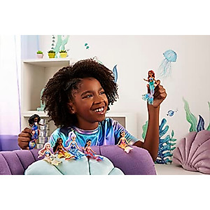 Disney The Little Mermaid Ariel and Sisters Small Doll Set, Collection of 7 Mermaid Dolls, Toys Inspired by The Movie