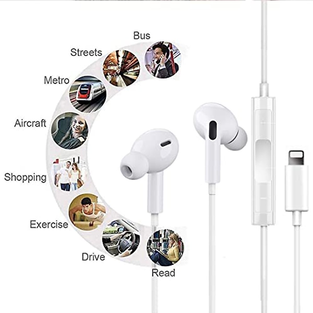 Lightning Headphone iPhone Headphone Earbuds with Lightning Connector(Built-in Microphone & Volume Control)[Apple MFi Certified] in-Ear StereoCompatible with iPhone 13 Pro Max/12/11/X/SE/8 7 - All iOS