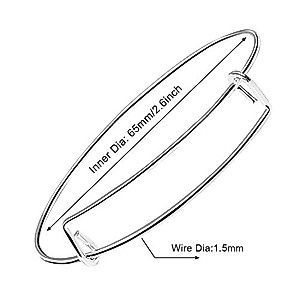 UPINS 60Pcs Expandable Blank Bangle Bracelets Adjustable Wire Bracelets for DIY Jewelry Making, Silver
