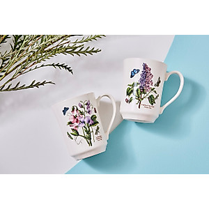 Portmeirion Botanic Garden Collection Flared Tankard Mug | 14 Oz Coffee Mug with Sweet William Motif | Made in England from Fine Earthenware | Dishwasher Safe