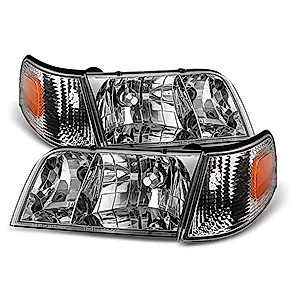 ACANII - For 1998-2011 Ford Crown Victoria Headlights Headlamps+Corner Parking Signal Lights Driver + Passenger