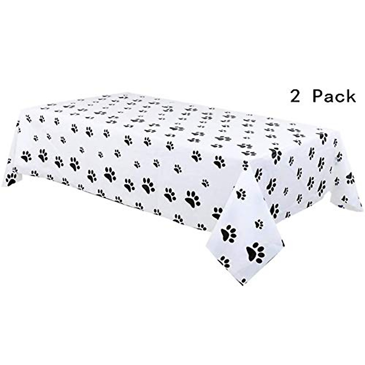 Puppy Themed Birthday Party Decorations - Pet Dog and Cat Paw Party Supplies Puppy Paw Print Plastic Tablecloth 54 x 108 inches Disposable Plastic Table Cover for Dog Themed Birthday Party 2 Pack