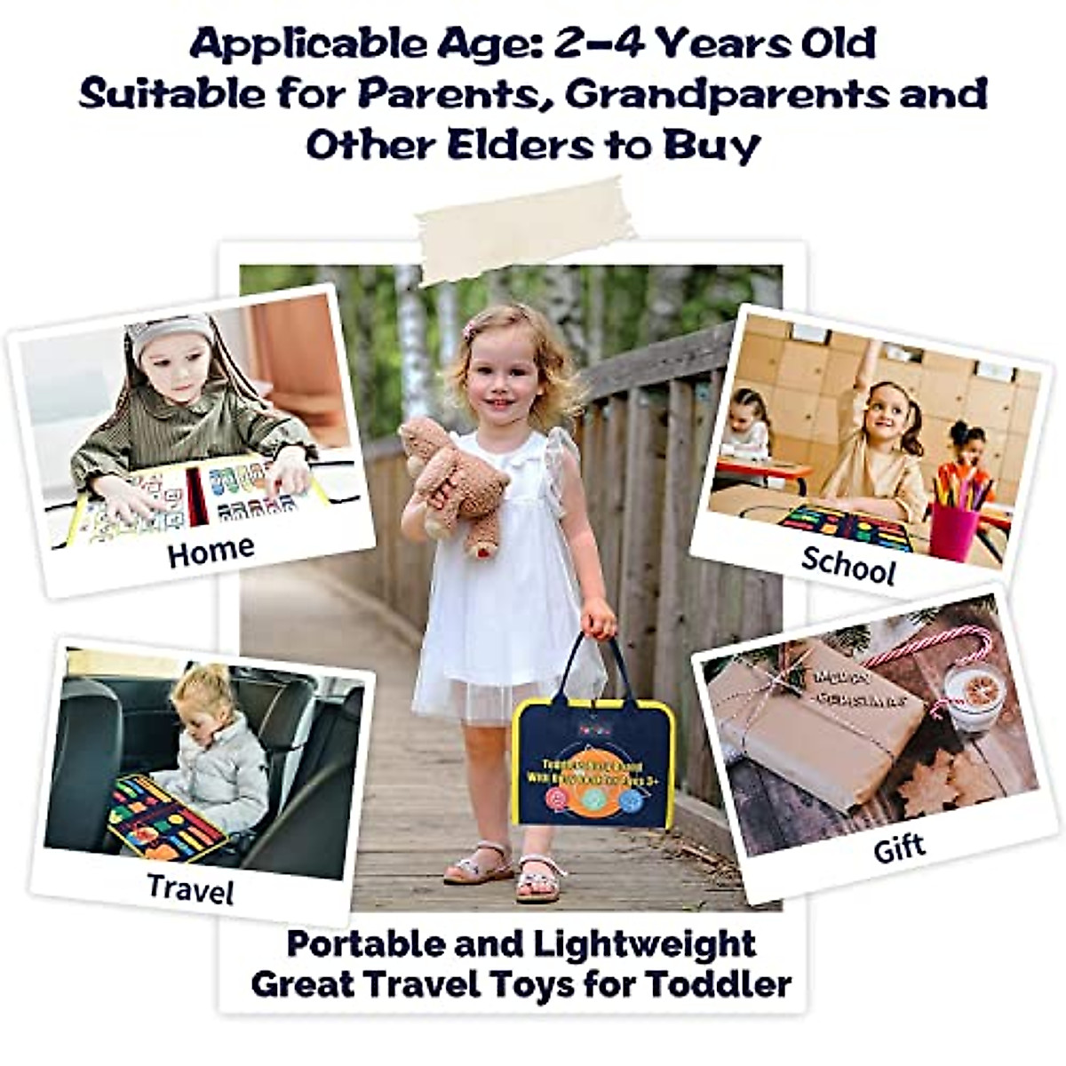 HarVow Felt Montessori Busy Books for Toddlers, Busy Boards Multiple Themes, Portable Autism Toys can Zipper Removable, Easy Reusable for Preschool Sensory Busy Activities Learning Toy