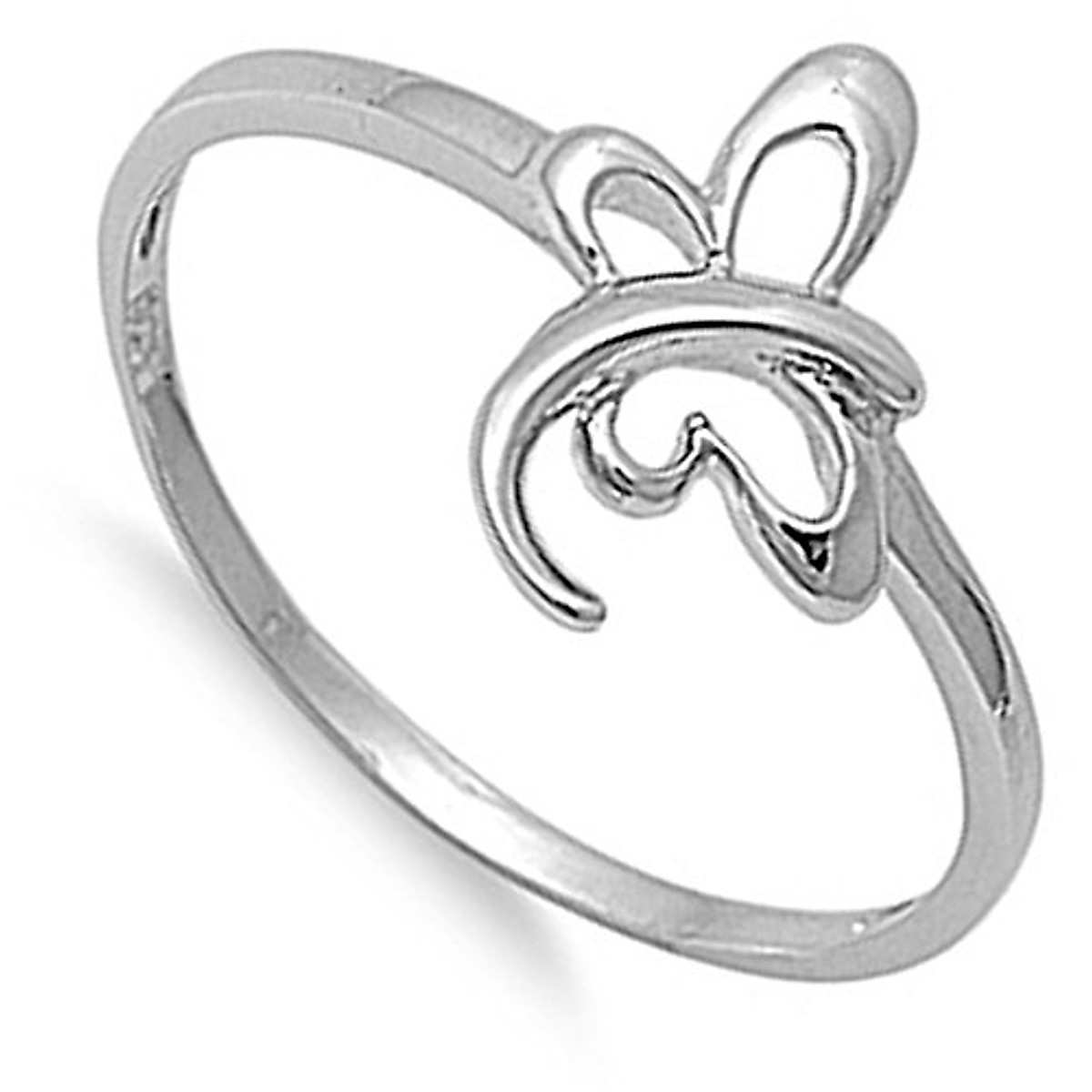 Sterling Silver Women's Simple Butterfly Ring New Cute 925 Band 13mm Size 10