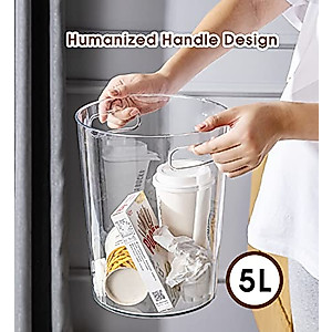 SAROSORA Trash Can 1.3 Gallon / 5 Liter 2-Pack Portable Small Wastebasket Mini Garbage Can Ice Bucket for Kitchen Bathroom Office Bedroom Living Room (Transparent, 2)