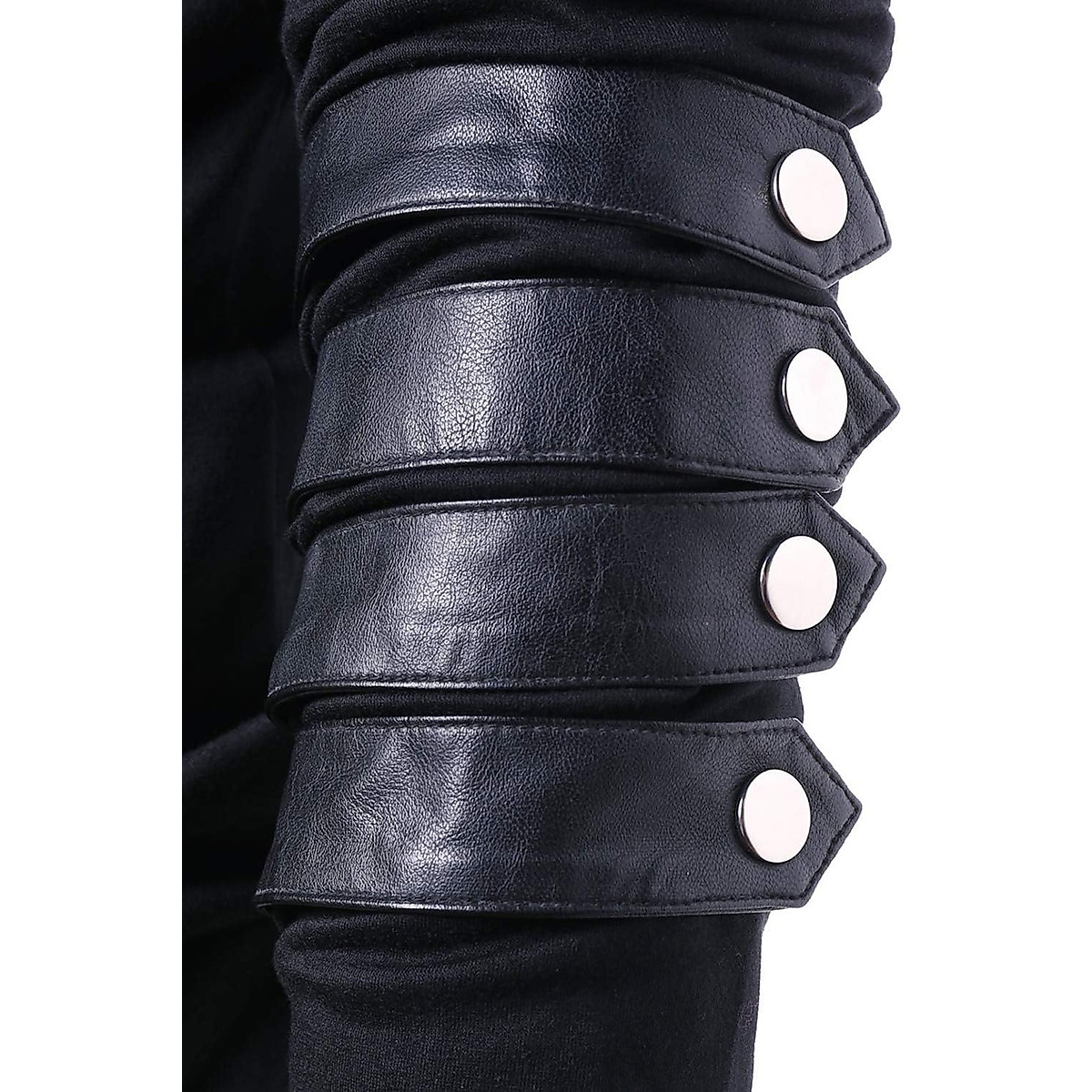 Iivos Men's Knight Drawstring Lace Up Pullover Hoodie Steampunk Long Sleeve Hooded Sweatshirt Black