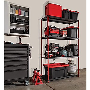 Craftsman 4-Shelf 6-Foot Tall Storage Rack for Garage and Workshop, Durable Powder-Coated Steel, Reinforced Adjustable-Height Steel Shelves - 2,400-Pound Capacity (CMXMSAJ94994)
