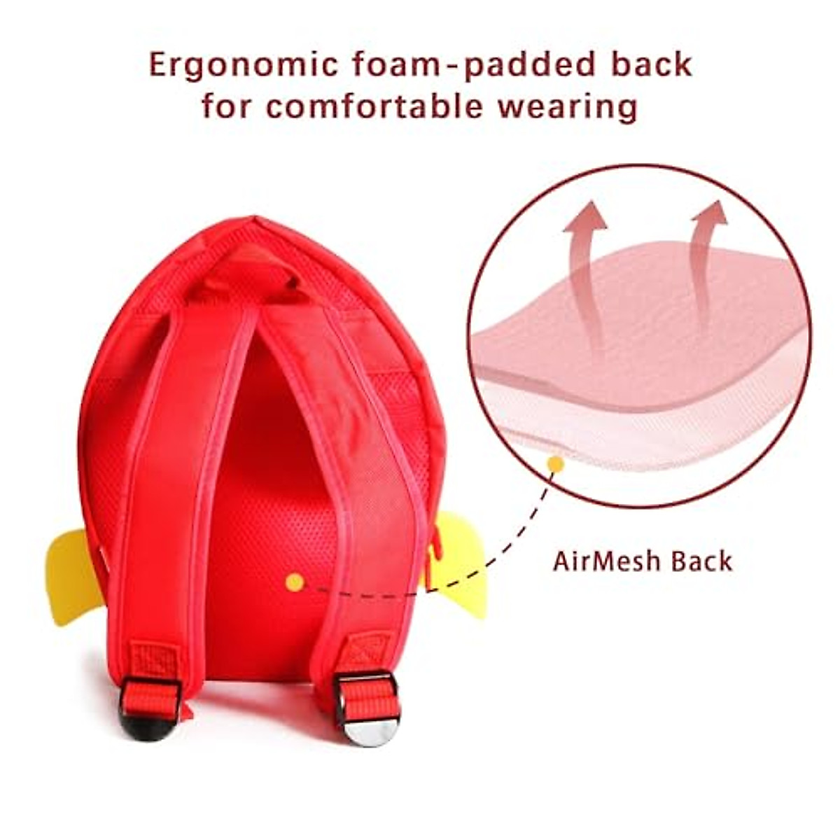 Supercute Kids Rocket Backpack, Toddler Travel Backpack for 3-8 Year Old Boys Girls Waterproof Bookbag for Student (Red)