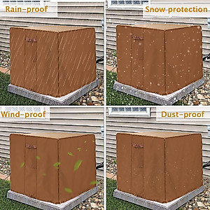 Yesland Central Air Conditioner Covers for Outside Units - AC Covers Water Resistant and Windproof Design AC Unit Cover - Universal Brown Winter AC Unit Cover (32''L x 32''W x 36''H)