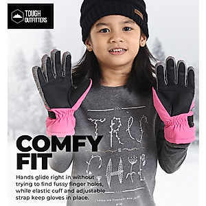 Tough Outdoors Kids Snow Gloves - Kids Ski Gloves & Youth Winter Gloves - Girls, Boys Snow Gloves - Insulated Waterproof Snow Gloves - Cold Weather Youth Ski Gloves - Skiing Gloves for Kids