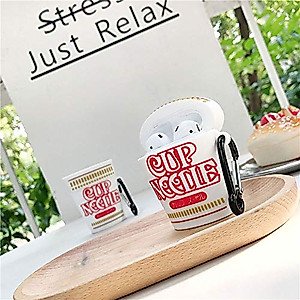 TOU-BEGUIN Charging Case Compatible with Airpods 1/2,Cute Noodles Box Creative Instant Food Container Design Full Protective Earphone Skin Cover