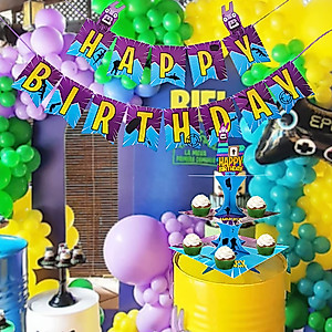 Video Game Party Supplies Set for Nite Gamers Party Decorations Kit Including Cupcake Stand and Birthday Banners for Video Games Theme Party Baby Shower Birthday Decorations