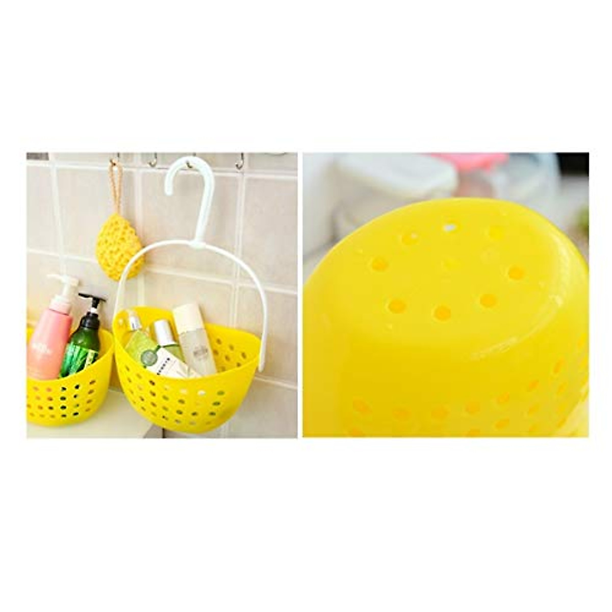 Zerodeko 2pcs 3- Tier Shower Caddy Bathroom Hanging Basket Rack Kitchen Storage Organizer (Yellow)