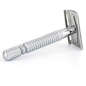 BAILI Classic Metal 3-Piece Double Edge Safety Razor Wet Shaving for Men Women with Platinum Blade BT131