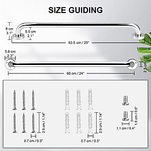 supregear Bathroom Grab Bar, 24 inch 304 Stainless Steel Bathroom Safety Grab Bars Balance Grab Bar in Chrome for Bathtub Shower Toilet Kitchen Bedroom, Concealed Screw Wall Mounted
