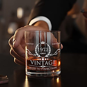 AOZITA 50th Birthday Gifts for Men Whiskey Glass with Delicate Package- 50th Birthday Decorations for Men, Party Supplies - 50th Bday Gifts Ideas for Him, Dad, Husband, Friends - 11oz Whiskey Glass