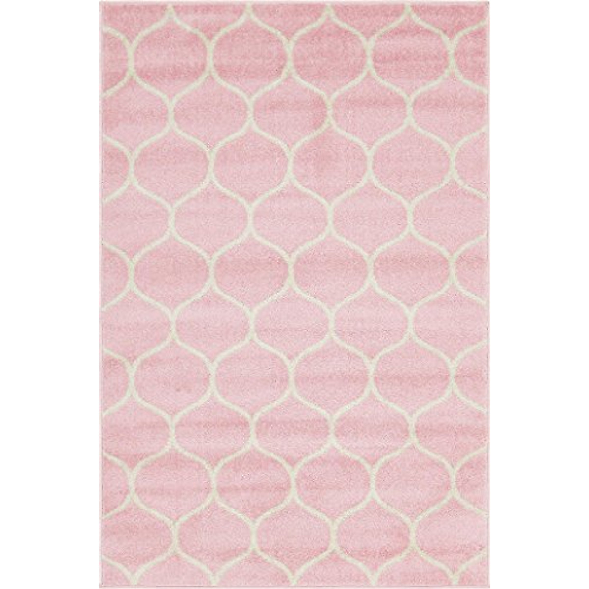 Unique Loom Trellis Frieze Collection Area Rug - Rounded (4' 1" x 6' 1", Light Pink/ Ivory)