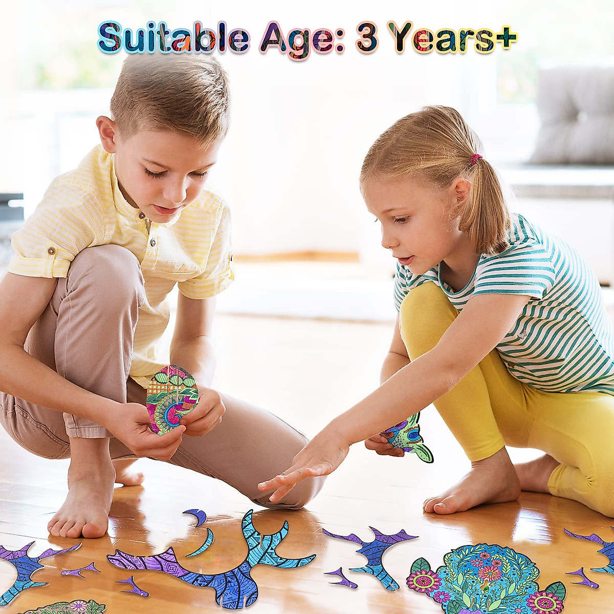 Hautton 3D Coloring Puzzle, Creative DIY Painting Puzzle Set Toy with 10 Colouring Pens, Fun Arts Crafts Gift for Kids Age 3 4 5 6 7 8 9 10 11 12 -Elk