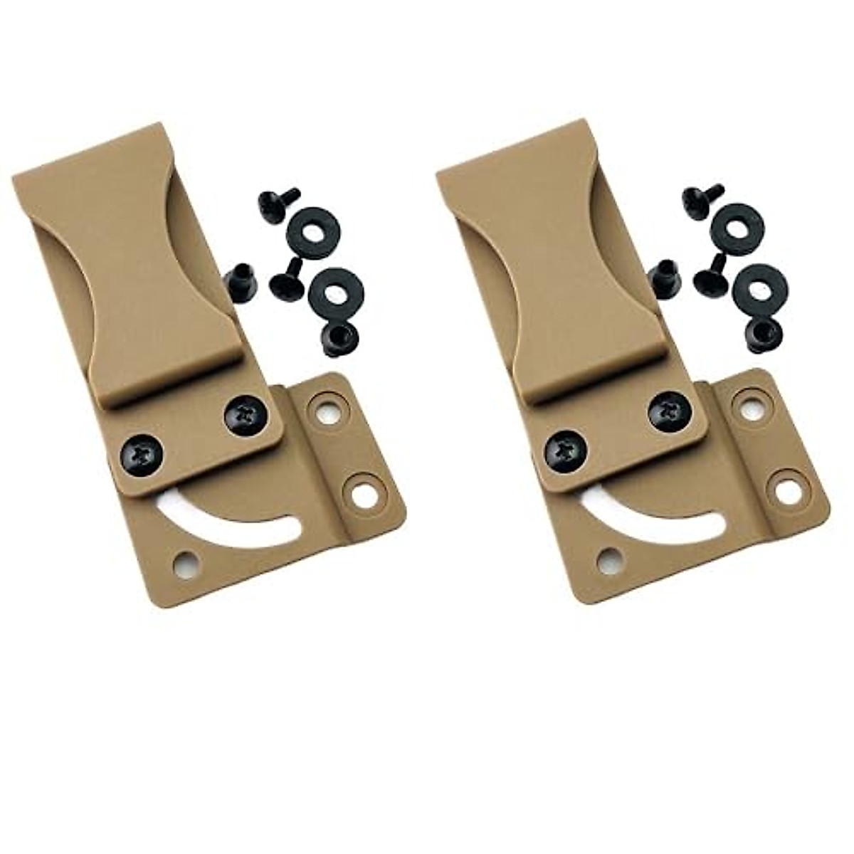 2 Sets Nylon Pocket Clip with Screws Fits for Kydex Sheath Knife Case, Universal Deep Carry Back Clip DIY Accessory(Brown,Small)