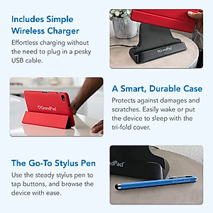 GrandPad Senior Tablet with Phone Capabilities, 4G LTE, Wireless Charger, Stylus, - 1 Month Premium Service Plan Included, Purchase a Plan at Activation