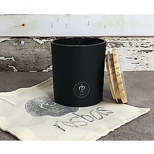Rosbas Candle, Cinnamon Vanilla Scented, Natural Soy Wax, Black Glass Jar, Wooden Lid, 7 oz, Cotton Wick, Drawstring Cotton Bag, Long Burn Time, Home, Non-Toxic, Handmade in The USA