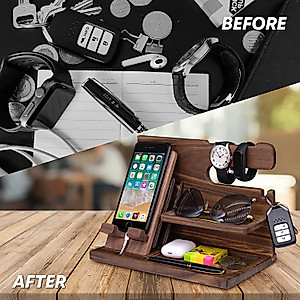 Phone Docking Station for Military - Handmade Unique Nightstand Organizer Present for Soldiers in Navy, Air Force, Army, Coast Guard - Personalized Gift Ideas for Dad, Husband on Father's Day