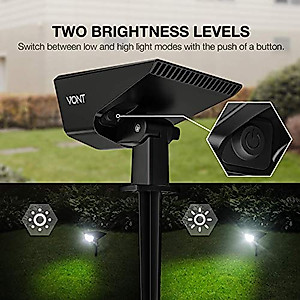 Vont LED Outdoor Solar Lights, [2 Pack] IPX7 Waterproof Landscape Spotlights, Garden Lights, Wireless Solar Powered Outdoor Lights/Lighting for Yard, Walkway, Driveway, Porch, Patio (Cool White)