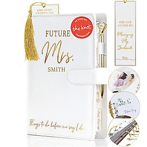PERSONALIZED Wedding Planner Book and Organizer for The Bride Ð Faux Leather 'Future Mrs' Wedding Binder I Wedding Planning Book Checklist I Includes Pen, Bookmark & Stickers I Perfect Engagement Gift