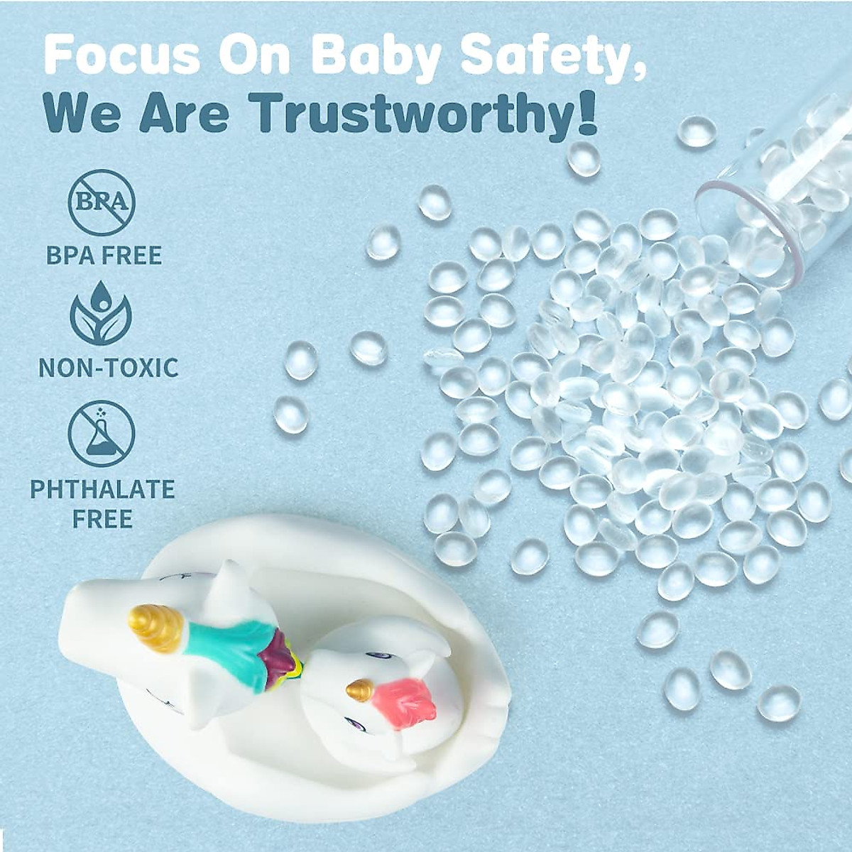 Woby Baby Bath Toys Cute Unicorn Spray Toys Bathroom Rubber Floating Bathtub Squirt Toys for Toddlers Infants 6-12 Months Girl Ideal Gifts Value Pack 4pcs Set