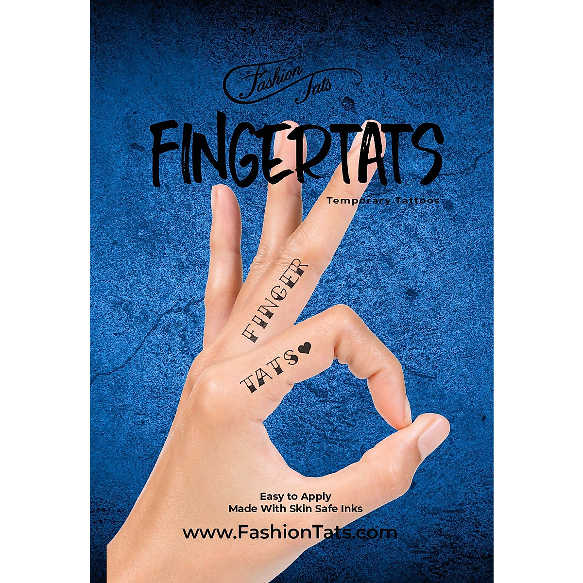 FashionTats Finger Tats Temporary Tattoo Letters (10 Pack) | Skin Safe | MADE IN THE USA | Removable