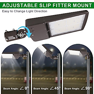 OSTEK LED Parking Lot Lights 300W Outdoor Commercial Area Lighting Fixture 42000LM - Waterproof IP65 5700K LED Shoebox Street Pole Light with Adjustable Slip Fitter Mount 100-277V